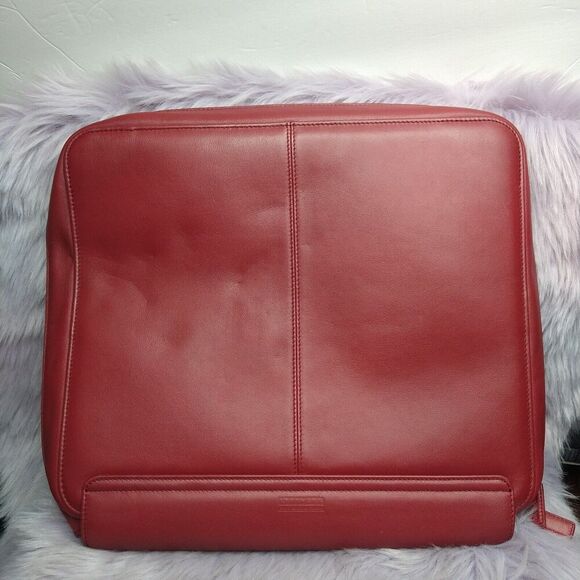 Levenger | Bags | Levenger Red Leather Laptop Case Bag Computer Bag ...